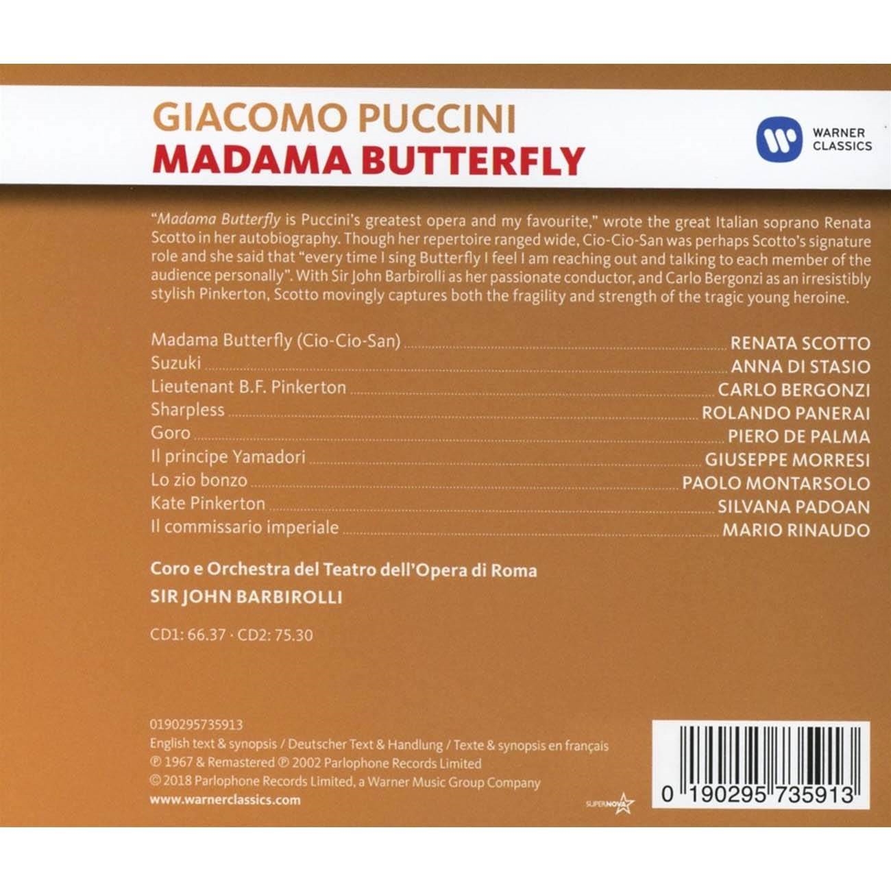 PUCCINI:MADAMA BUTTERFLY/SCOTTO/BERGONZI/PANERAI/BARBIROLLI 2CD | Hartman glasbena spletna trgovina