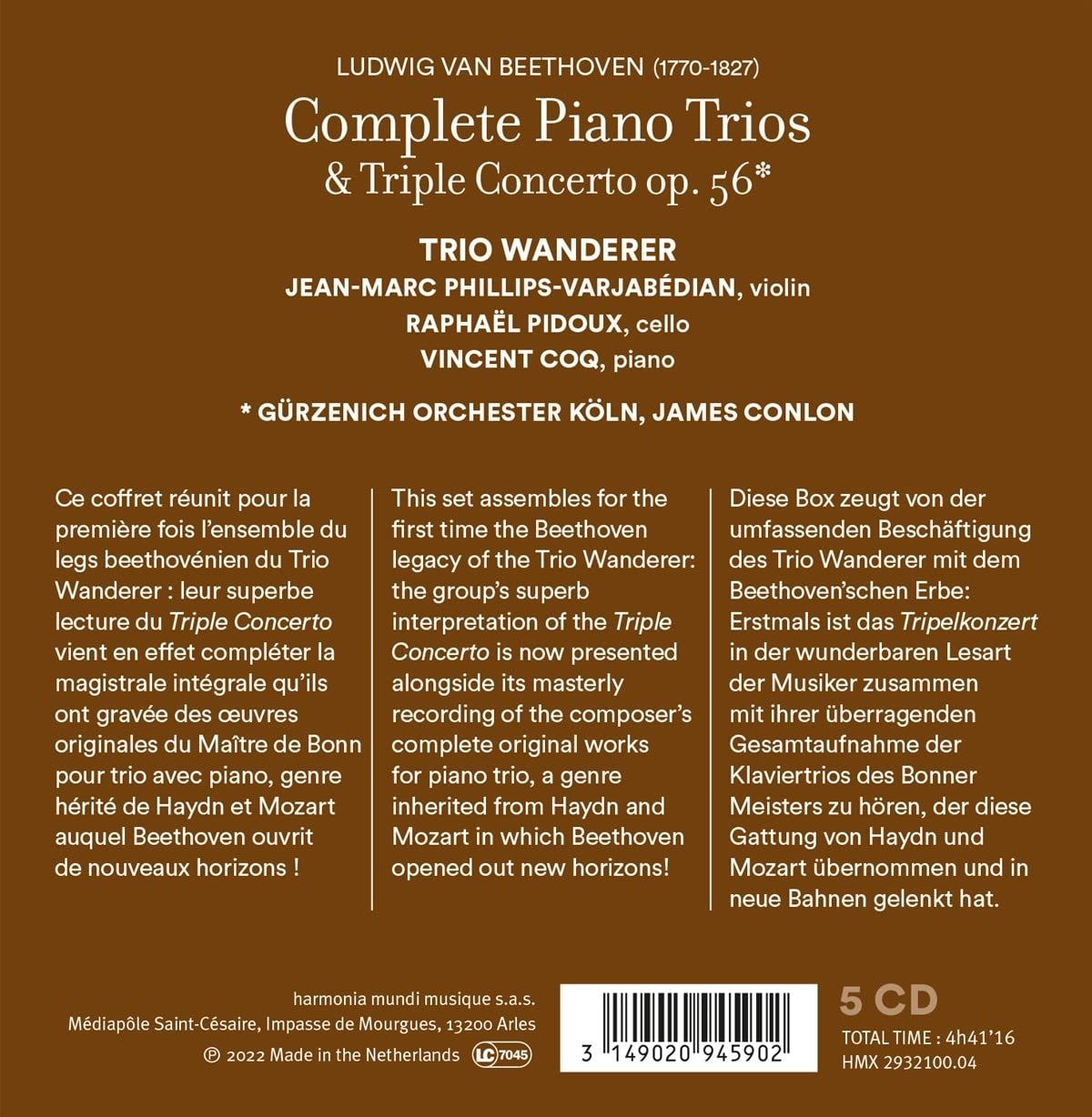 BEETHOVEN:COMPLETE PIANO TRIOS/TRIPLE CONCERTO OP.56/TRIO WANDERER 5CD | Hartman glasbena ...